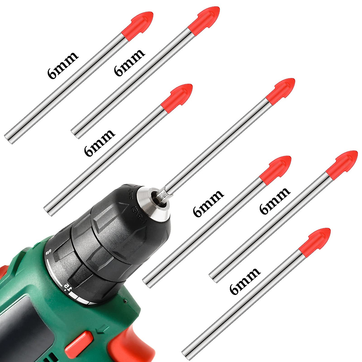 20 Pieces 6 mm tile drill bits Cemented Carbide Masonry Drill Bits for Glass Multi-material Concrete Drill Bit Cement Drill Bit Tile Bits Ceramic Carbide Drill Bit for Glass Plastic Brick Wall, Orange