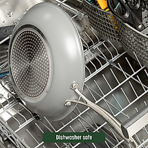 Goodful Ceramic Nonstick 11 Inch Frying Pan, Dishwasher Safe Pots and Pans, Comfort Grip Stainless Steel Handle, Skillet Made without PFOA, Gray