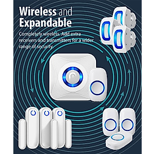 Fosmon WaveLink Wireless Door Chime with 500 Feet Range, 58 Tunes, 5 Volume Levels & LED Indicators for Home/Business/Office (1 Receiver + 2 Sensors)