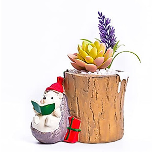 Creative potted plants with drainer garden pots resin succulent potted bonsai cartoon home desk mini ornaments Light-Yellow