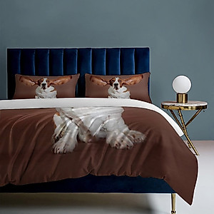 Basset Hound Dog Flying Ears 3 Piece Comforter Sets Bed Set Sheet and Pillowcases 1 Duvet Cover and 2 Pillowcases