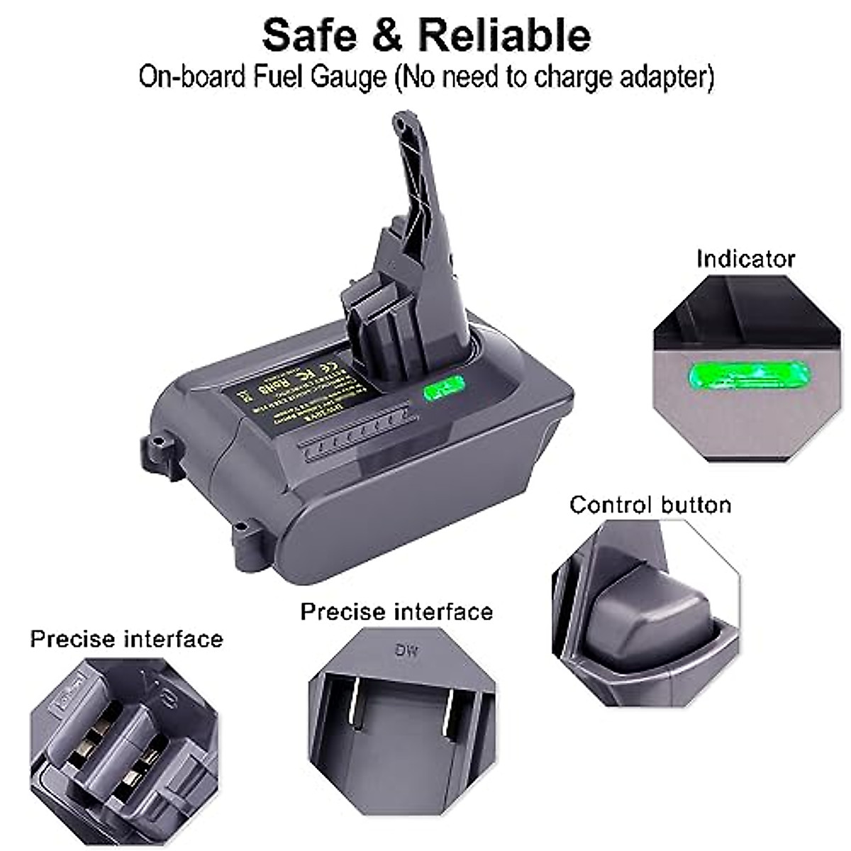 Biswaye V8 Battery Adapter Compatible with Dewalt 20V 60V Battery, Converts DCB206 DCB201 DCB609 to SV10 215681 V8 Animal V8 Absolute V8 Motorhead V8 Cordless Vacuum Battery
