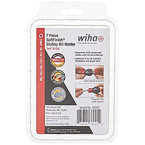 Wiha 38045 Stubby Screwdriver With Six-In-One Insert Bits, Torx