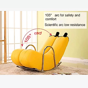 Deluxe Patio Rocking Chair, Comfortable Upholstered Rocking Chair, Weather Resistant, Stationary Rocker Shake Of 105°, Modern Lounge Chair For Front Porch, Garden, Patio, Backyard ( Color : Yellow )