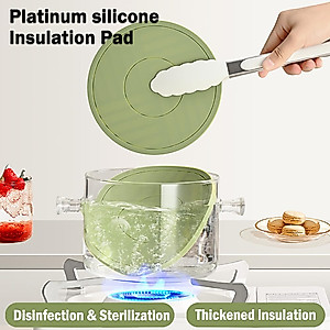 H&W 6Pcs Thickened Pot Holders, Silicone Trivets, Non-Slip Heat Resistant Pads, with 1 Gold Triangle Holder, for Kitchen Hot Pots and Pans(6 Colors)