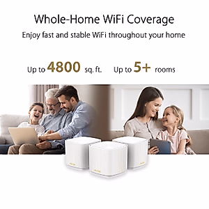 ASUS ZenWiFi AX Mini,Mesh WiFi 6 System (AX1800 XD4 3PK)-Whole Home Coverage up to 4800 sq.ft & 5+ Rooms, AiMesh, Special Wood Pattern