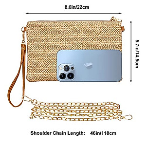 Beurlike Straw Clutch Purses for Women Beach Wristlet Wallet Small Cross body bag for Girls(Natural)