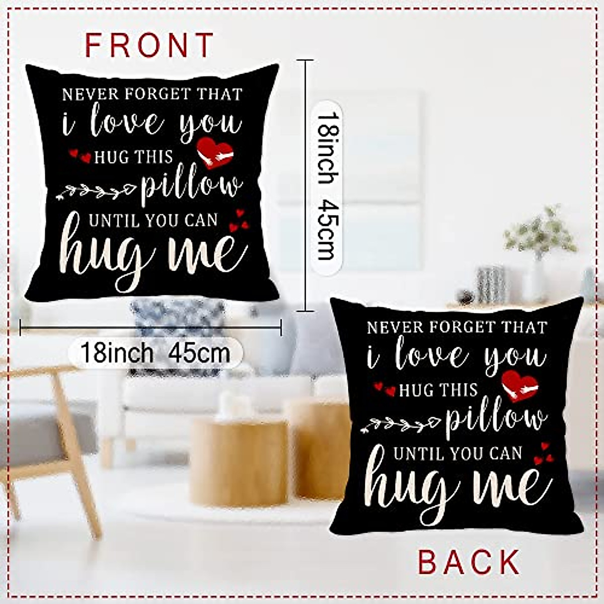 pinata I Love You Gifts for Him/Her, Double Sided Printing Cute Boyfriend Girlfriend Black Pillow Cover, Long Distance Relationship Gifts, Sweetheart Birthday Valintine Day Gifts for Women