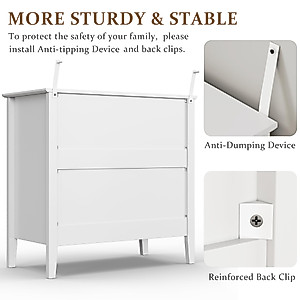 RoyalCraft White Fluted 3 Drawer Dresser for Bedroom, Wide Chest of Drawers for Closet, Modern Wood Dresser Wide Nightstand Cabinet for Living Room