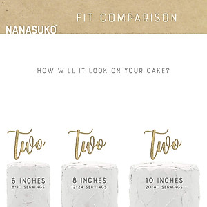 NANASUKO 2nd Birthday Cake Topper - Two - Double Sided Gold Glitter - Premium Quality Made in USA