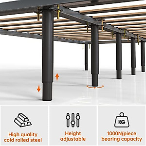 KOMOHOM (4PCS) 10~17 inch Adjustable Height Center Support Leg for Bed Frame, Steel Bed Frame or Wooden Bed Center Slat Support Leg, Adjustable Bed Frame Legs