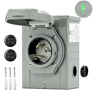 Kohree 50 Amp Generator Power Inlet Box, NEMA SS2-50P for 3R Generator Cord Receptacle, 125/250V,12500W RV Weatherproof Generator Transfer Switch Inlet Box, ETL Listed
