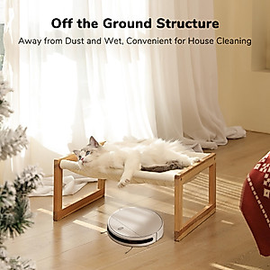 FUKUMARU Cat Bed, Plush Velvet Cat Beds for Indoor Cats, Wooden Cat Hammock, 21 x 16.5 Inch Cat Couch, Suitable for Cats, Dog, Bunny, Rabbit, Kitten and Small Animal