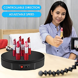 PUOSUO 360 Degree Electric Rotating Turntable, 11.8inch / 220Lbs Load,Motorized Rotating Display Stand, For Photography Products Display，Live Video Show,Remote Control Angle, Speed (Black)