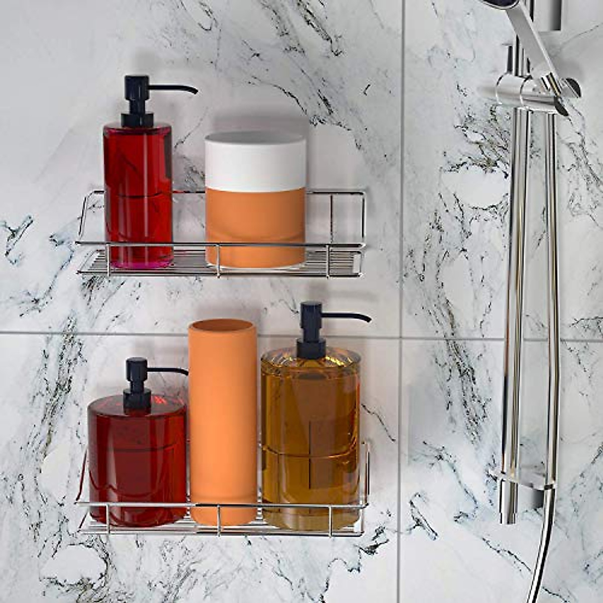 SMARTAKE 2-Pack Corner Shower Caddy 2-Pack 9.9 Inches Shower Caddy, Wall Mounted Bathroom Shelf with Adhesives