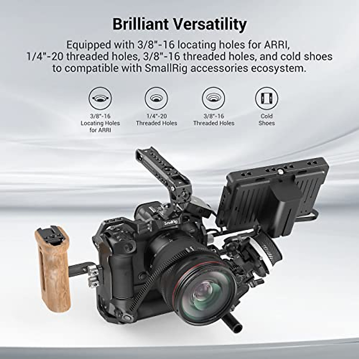 SmallRig R5 / R5 C / R6 Camera Cage for Canon R5/R6/R5 C with BG-R10 Battery Grip, Aluminum Alloy Film Movie Making Camera Video Cage with Shoe Mount 3464