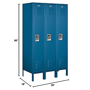 Salsbury Industries 61358BL-U Single Tier 36-Inch Wide 5-Feet High 18-Inch Deep Unassembled Standard Metal Locker, Blue