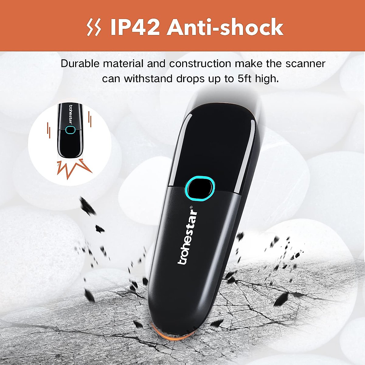 Trohestar N3 Mini Bluetooth Barcode Scanner 1D 2D QR Compatible with 2.4GHZ Wireless & Wired Connection Portable 2D Bar Code Reader Portable Barcode Scanner