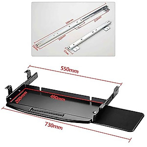 OM-PDD Slide Out Keyboard Tray Under Desk, 360° Hidden Mouse Pad, No Drill, Metal Steel Under Desk Tray, Silent, Smooth, Strong Load-Bearing, Strong and Stable