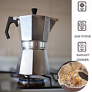 Vaolvpant 14 Cup Aluminum Moka Pot Classic Stovetop Espresso Coffee Maker 700ml 23oz Coffeemaker Percolator Moka Express Classic Cafe Maker for Italian and Cuban Café Brewing Silver
