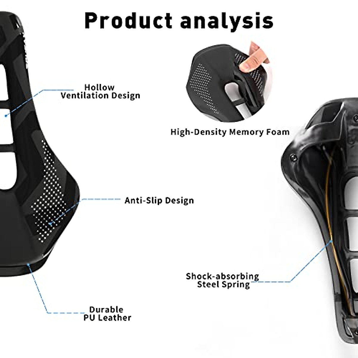 KAPVOE Mountain Bike Seat Bicycle Saddle Comfortable Memory Foam Cushion for MTB BMX Road Riding Specialized Mountain Bike Seat Bicycle Saddle Comfortable Memory Foam Cushion for MTB BMX Road Riding