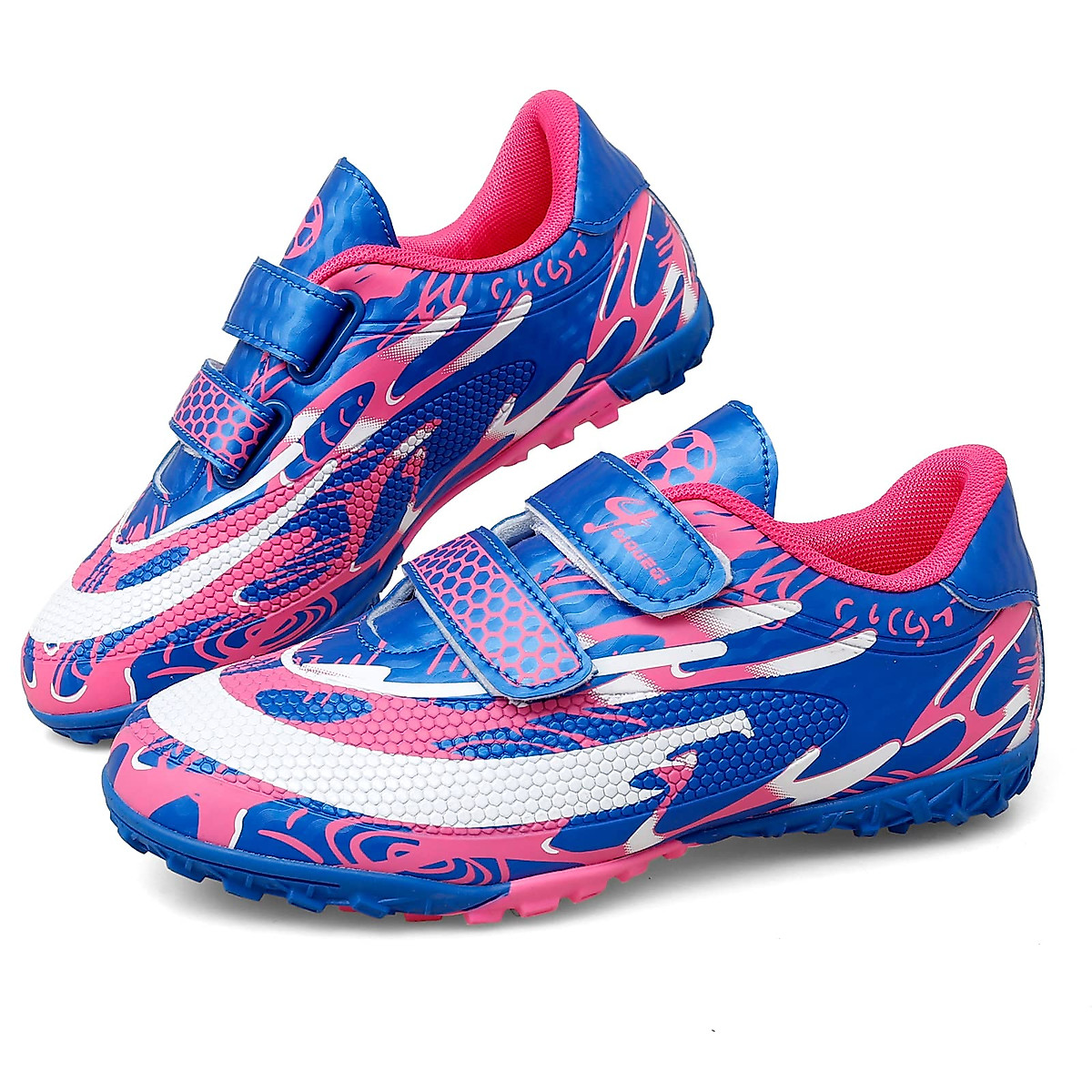 Rhyme-Zeal Boys Indoor Soccer Shoes TF Soccer Shoes Kids Football Shoes Soccer Cleats White Gold 5 Big Kid