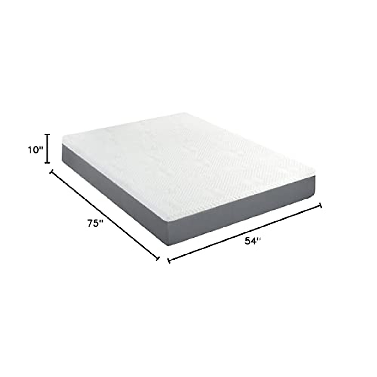 Olee Sleep 10 Inch Ventilated Gel Infused Memory Foam Mattress, CertiPUR-US® Certified, Gray, Full