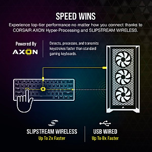 Corsair K70 PRO MINI WIRELESS RGB 60% Mechanical Gaming Keyboard - Fastest Sub-1ms Wireless, Swappable CHERRY MX Red Keyswitches, Aluminum Frame, PBT Double-Shot Keycaps - NA Layout, QWERTY - White