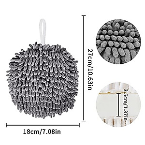 Yigood 4 PCS Chenille Hanging Hand Towels Quick Dry Hanging Absorbent Soft Hand Bath Towel, Bathroom Fluffy Microfiber Decorative Towels Ball，Cleaning Cloth for Bathroom Kitchen