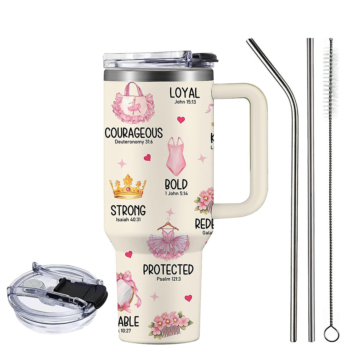 NIAXAUYT Christian Dance Gift, 40 Oz God Says I Am Dancer Tumbler With Handle, Christian Gifts for Girls/Women, Inspirational Religious Birthday Gifts for Dancer Bible Verse Cup, Ballet Dance Gifts