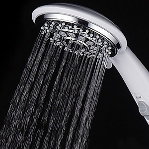 HotelSpa Designer White/Chrome-Face Spiral Handheld w/Patented ON/OFF Pause Switch