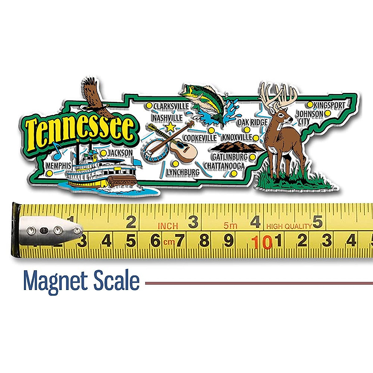 Tennessee Jumbo State Magnet by Classic Magnets, 5.5" x 2", Collectible Souvenirs Made in The USA