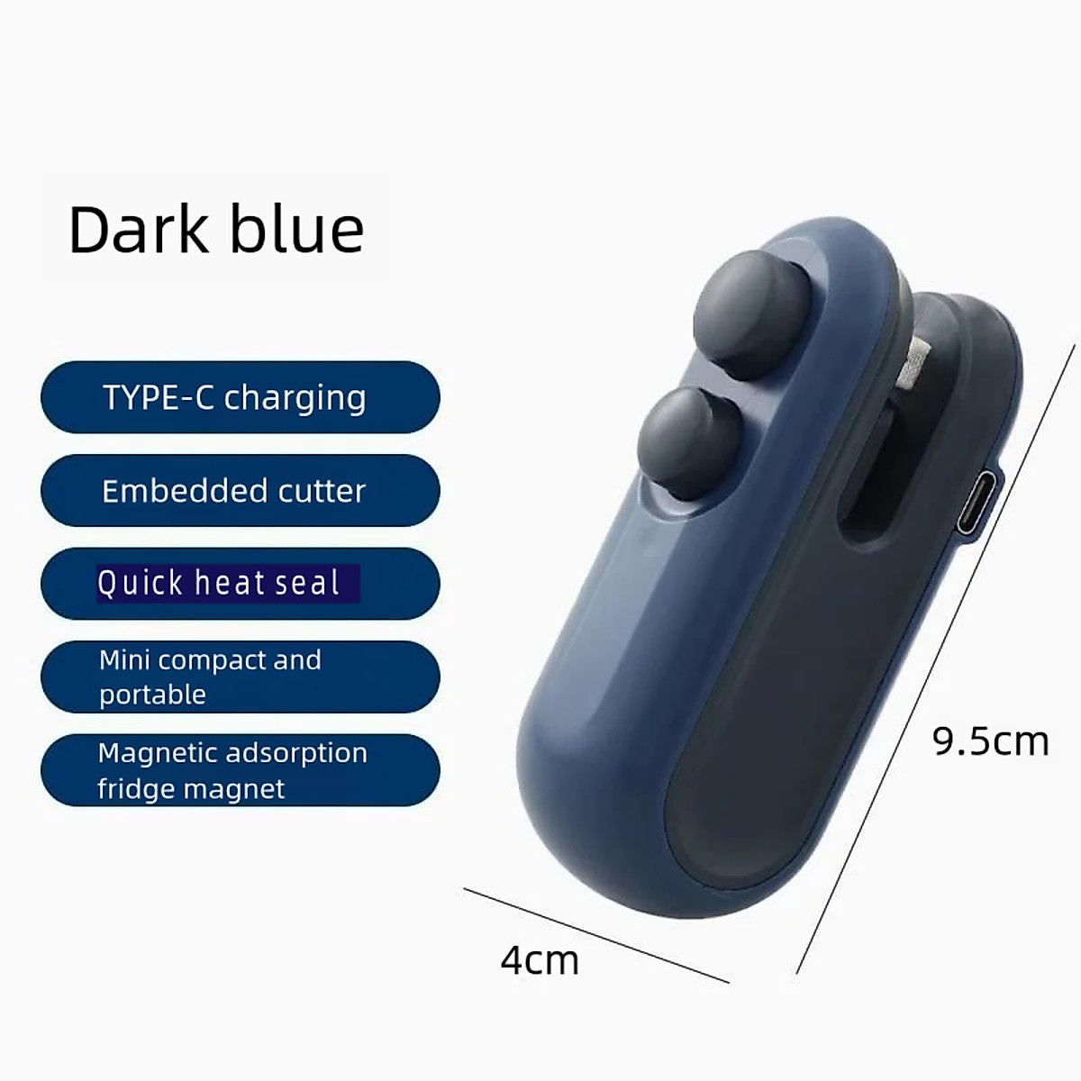 Mini Bag Sealer,Portable,Rechargeable Handheld Heat Vacuum Sealer,2 in 1 Sealer and Cutter, Portable Resealer Machine for Plastic Bags Food Storage Snacks Freshness，Magnetic attraction (White)