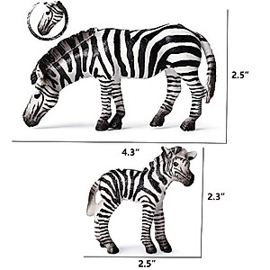 Gemini&Genius Zebras Toys, Wild Life Zoo Animal Figurines African Jungle Animal Action Figure Playset Gift for Kids Educational, Cake Toppers, Party Supplies, Animal Toy Set