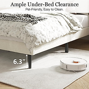HAOARA Queen Size Bed Frame with Headboard, Velvet Upholstered Platform Bed Frames, Contemporary Mattress Foundation, Noise Free, No Box Spring Needed, Easy Assembly, Beige
