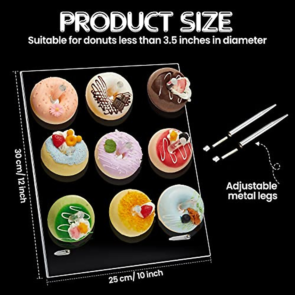 4 Pack Acrylic Donut Stand Clear Donut Board Donut Stand Holder Square Donut Display Wall Stand Clear Donut Stand with 9 Pillars for Party Wedding Birthday Decorations