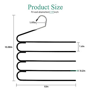 Velvet Pants Jeans Hanger Space Saving Non-Slip Hanger - Fitnice 4 Pack Multi-Layer Trouser Hanger 5 Tier Open-Ended Velvet Clothes Hangers Closet Organizer for Pant Garden Flag Scarf Towel (Black)