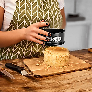 Tebery 4 Pack Nonstick Mini Springform Pan Set with 50 Pcs Parchment Paper Liners, 4 Inch Mini Cake Pan Cheesecake Pan Removable Bottom Bakeware for Mini Cheesecakes, Pizzas, and Quiches