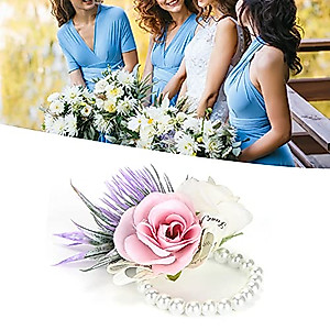 Xnferty Wrist Flower, Corsage Wristlet Corsages Bridal Bridesmaid Corsage Wristletfor Wedding Party(Pink)