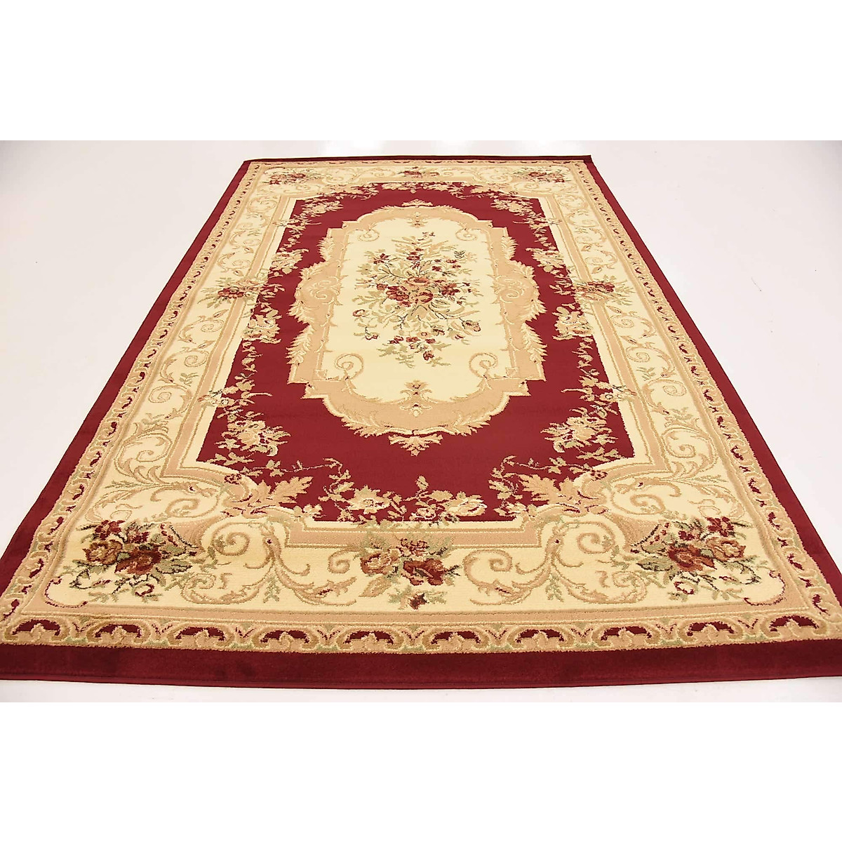 Unique Loom Versailles Collection Traditional Classic Floral Motif Area Rug (6' 0 x 9' 0 Rectangular, Burgundy/ Ivory)