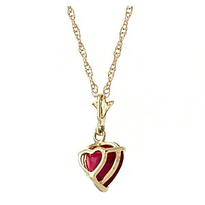 Galaxy Gold GG 14" 14 INCH 14k Solid White Gold Necklace Heart-Shaped Ruby Handcrafted Fine Jewelry Solid Gold Genuine Gemstone. Made in USA Available in Yellow, Rose gold