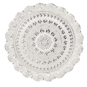 Turkish Tea Coffee Serving Tray Food Trays Vintage Style Embossed Pattern Round Coffee Plate for Bar Outdoor Dessert (Silver)