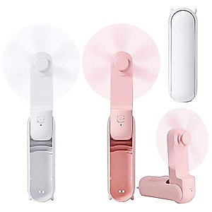 2Pack Portable Handheld Fan Small Desk Fan, 14-21 Working Hours Mini Pocket Fan Battery Operated USB Rechargeable Folding Fan, Quiet Personal Fan with Power Bank Function for Indoor Outdoor Travel