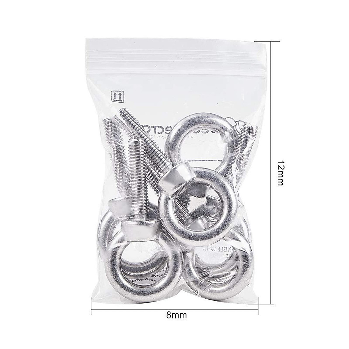 INCREWAY 6pcs Stainless Steel Eye Bolts,304 Stainless Steel M8x35mm Lifting Thread Eye Ring Bolt Screw Eyebolt