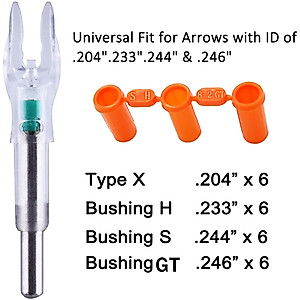 Ellen Archery 6PCS New X Lighted Nock Universal LED S Nock Fit Arrows .204 .233 .244 .246 Inside Diameter Automatically Bowstring Screwdriver Included (Green)