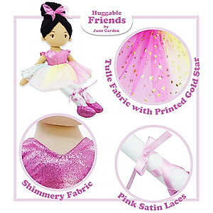 June Garden 16" Ballerina Princess Stella - Stuffed Plush Soft Doll - Pink Outfit - Gift for Toddlers and Little Girls