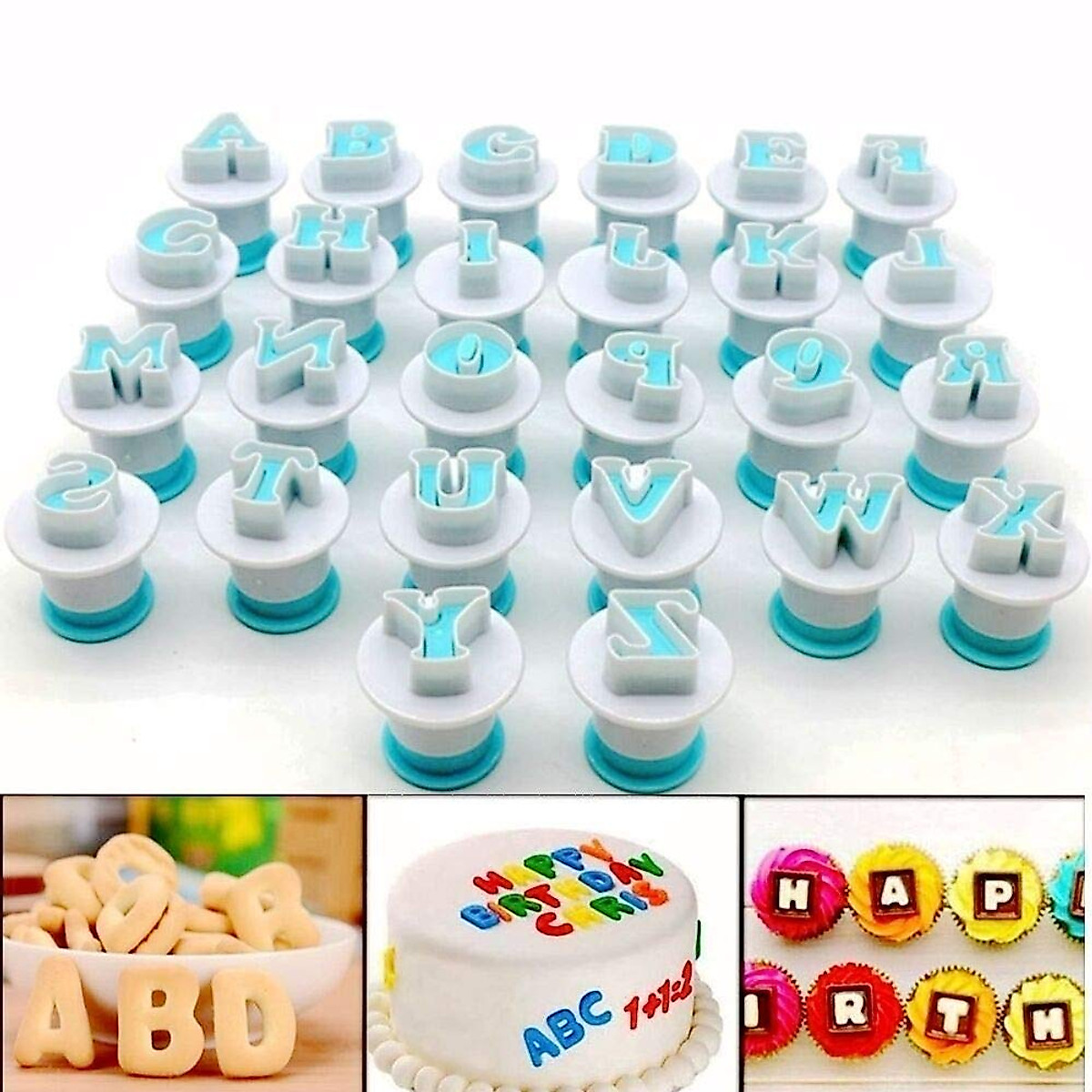 Alphabet Letter Fondant Cake Biscuit Mold, Cookie Stamp Impress, Alphabet Letters Cake Tool, Embosser Cutter, Upper Case Letter Shape DIY Cookie Biscuit (26 PCS/Set)