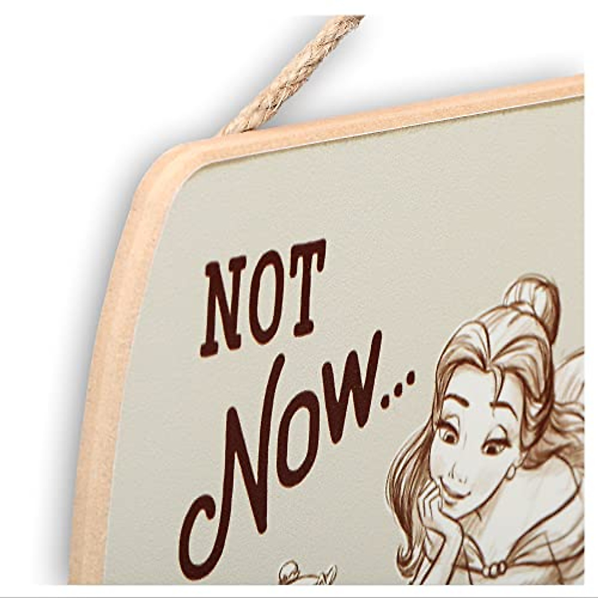 Disney Beauty and the Beast Belle Hanging Wood Wall Decor - Not Now I'm Reading - Cute Belle Sign for Kids' Bedroom or Play Room