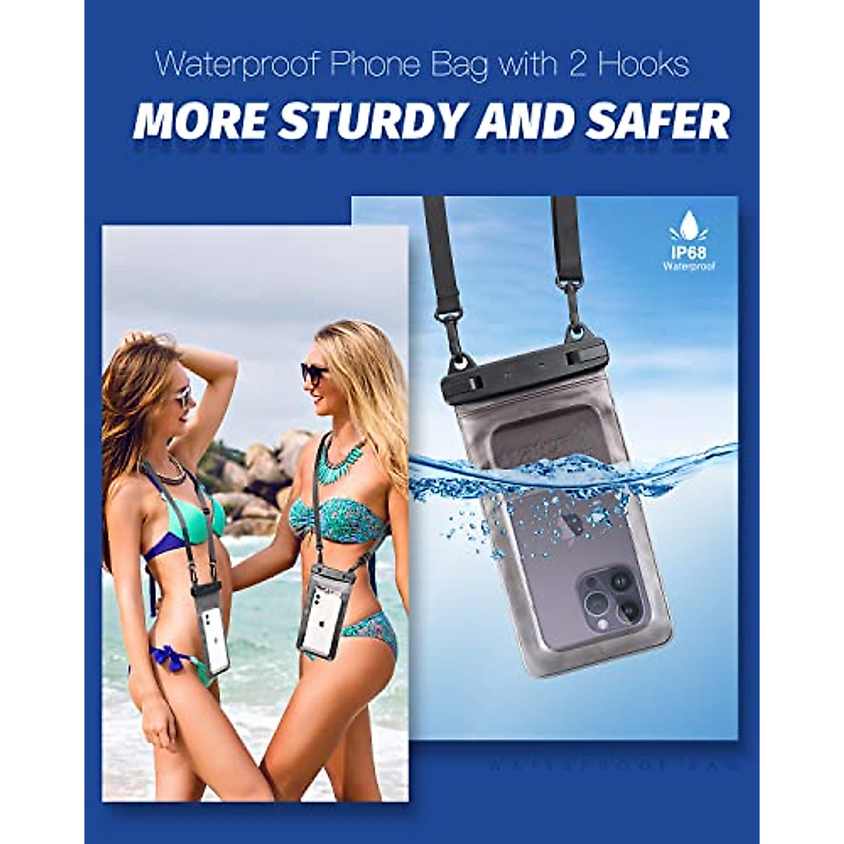 Luxtude Waterproof Dry Bag for Women Men, 5L Thicker Waterproof Backpack with Phone Case, Roll Top Floating Marine Dry Bags for Kayaking, Rafting, Hiking, Swimming, Boating, Beach etc. (Black)