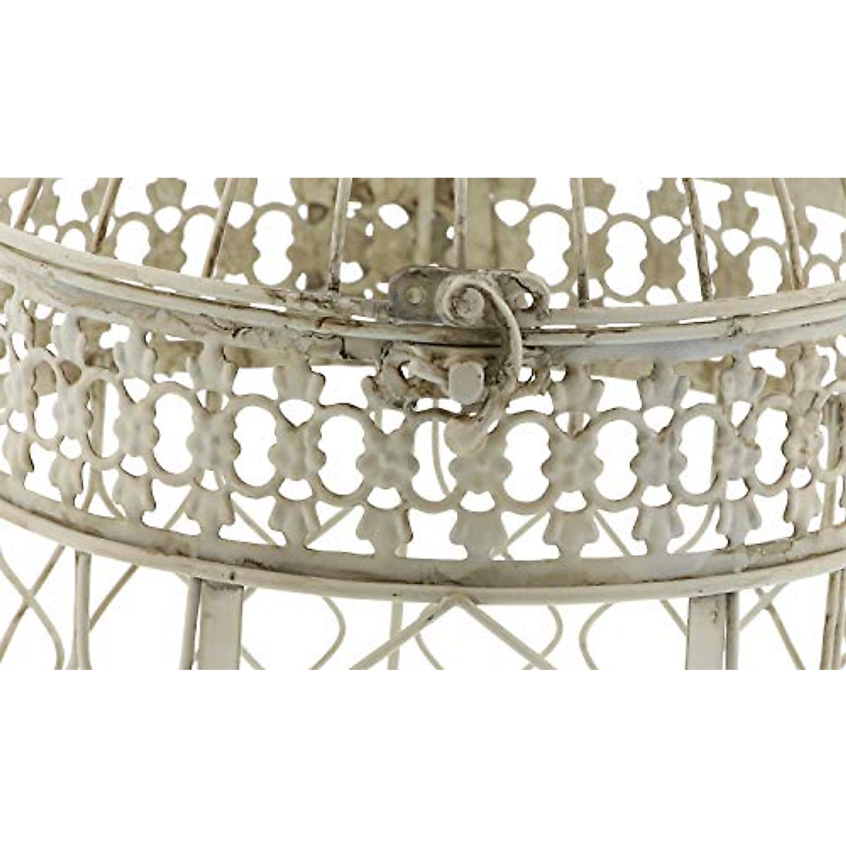 Deco 79 Metal Round Birdcage with Latch Lock Closure and Hanging Hook, Set of 2 22", 18"H, Cream